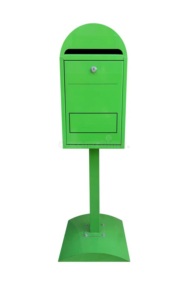 Green Street Mailbox Isolated on White Background Stock Image - Image ...
