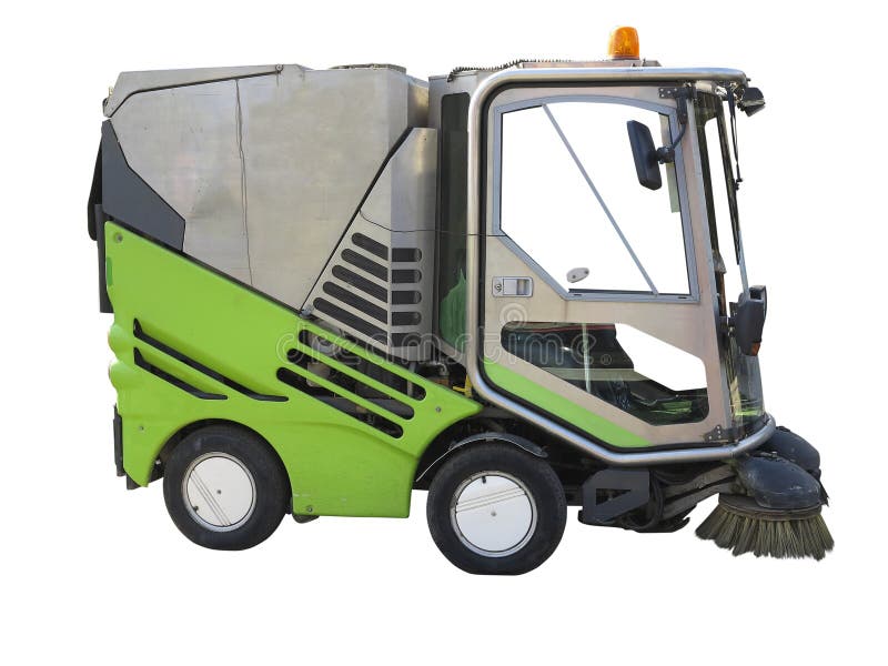Green Street Sweeper Machine Isolated On White Background Stock Photo ...
