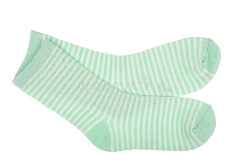 Green Striped Childish Socks Isolated. Stock Photo - Image of green ...