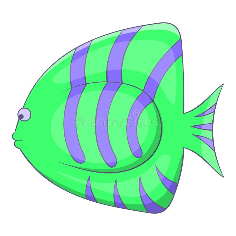 Green Striped Fish Icon, Cartoon Style Stock Vector - Illustration of ...
