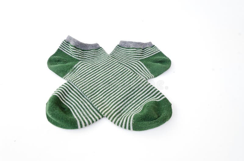 Green Striped Socks Isolated on White Stock Photo - Image of close ...