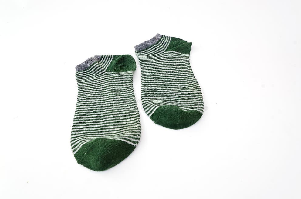 Green Striped Socks Isolated on White Stock Image - Image of cloth ...