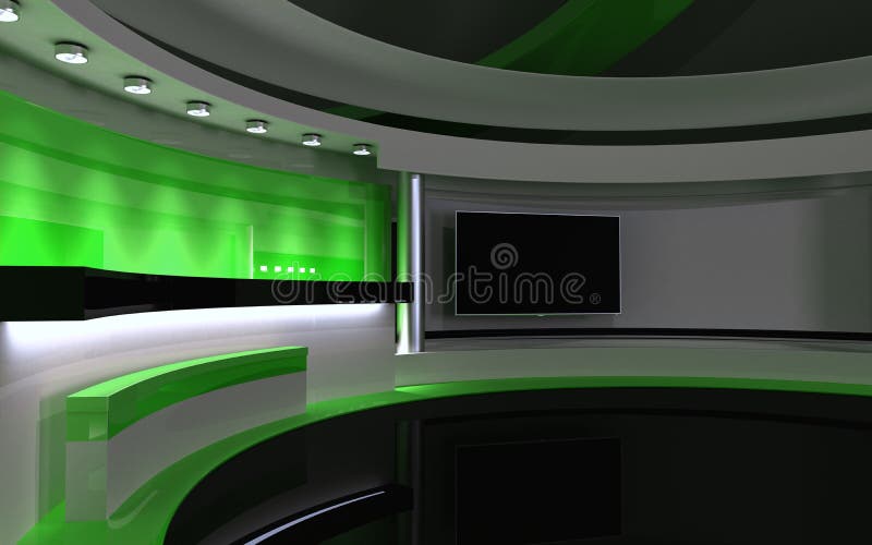 Green Studio. Green Backdrop. News Studio Stock Illustration ...