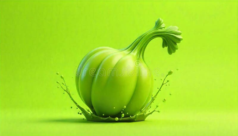 Green Stylized Fruit with Splash on a Solid Background Stock ...