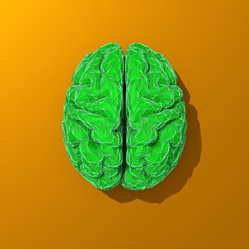 Green Stylized Low Poly Brain Illustration Stock Illustration ...