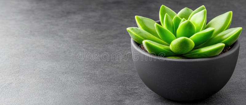 Green Succulent in Minimalist Black Pot Stock Illustration ...