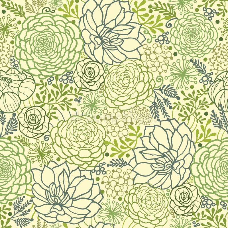 Green Succulent Plants Seamless Pattern Background Stock Vector ...