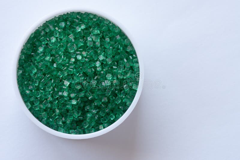 Green Sugar Crystals in a Bowl Stock Photo - Image of sugar, baking ...
