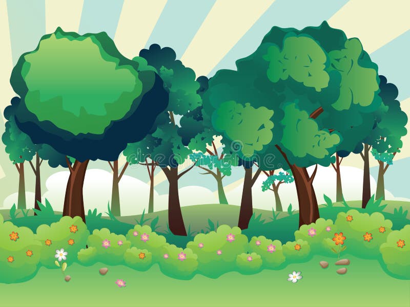 Green Summer Forest stock vector. Illustration of sunrise - 80202675