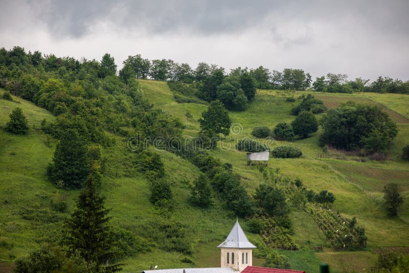 Green Summer Landscape in Rural Romania Stock Image - Image of animals ...