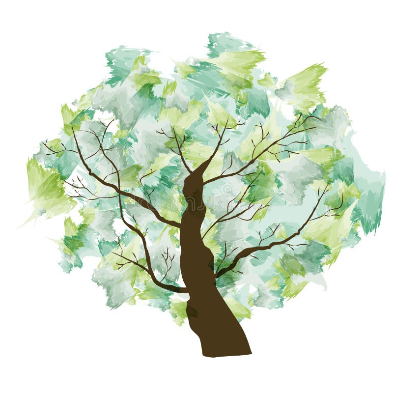 Green Summer Paint Textured Art Tree. Vector Illustration Stock Vector ...