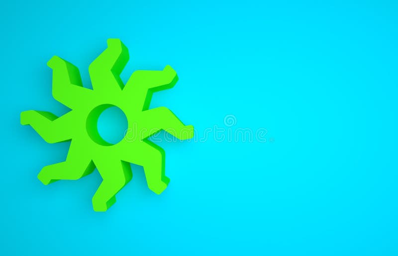 Green Sun Icon Isolated on Blue Background. Minimalism Concept Stock ...