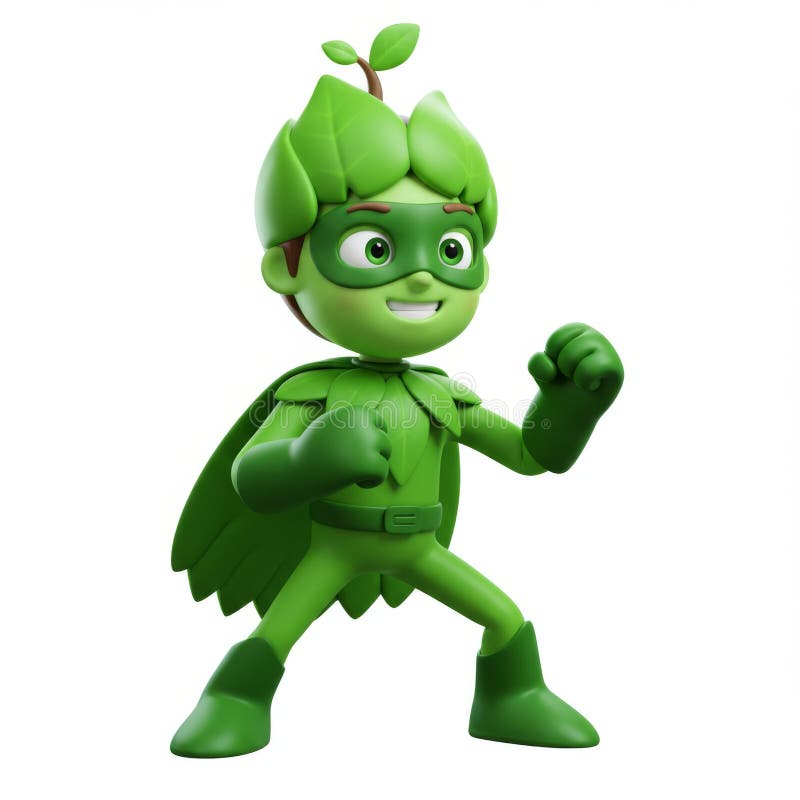 Green Superhero Cartoon Character in Action Pose Stock Illustration ...