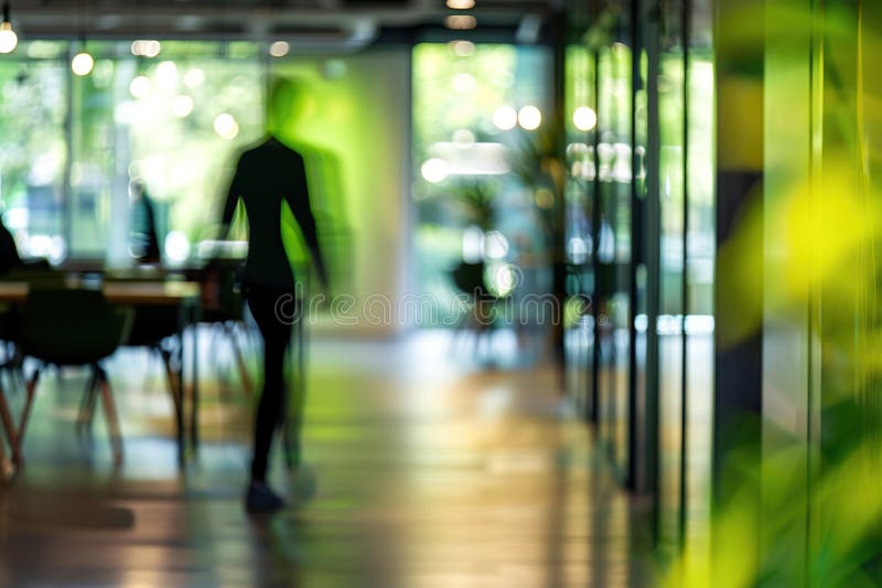 Green, Sustainable and Environmental Office Space. Motion Blur ...