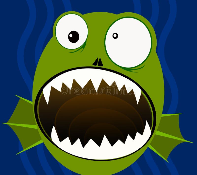 Cool and Funny Cartoon Monster Face. Vector Illustration of Green ...