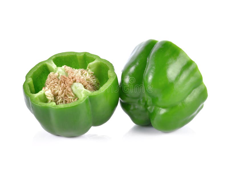Green Sweet Pepper Cuted on White Stock Image - Image of nutrition ...