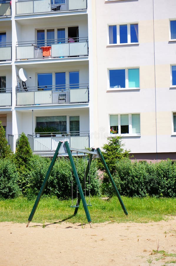 Two Green Swing for Kids Playing Stock Image - Image of empty, color ...