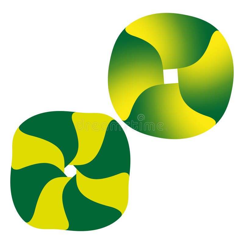 Green Swirl Illustration. Yellow Gradient Flow. Circular Twist Emblem ...