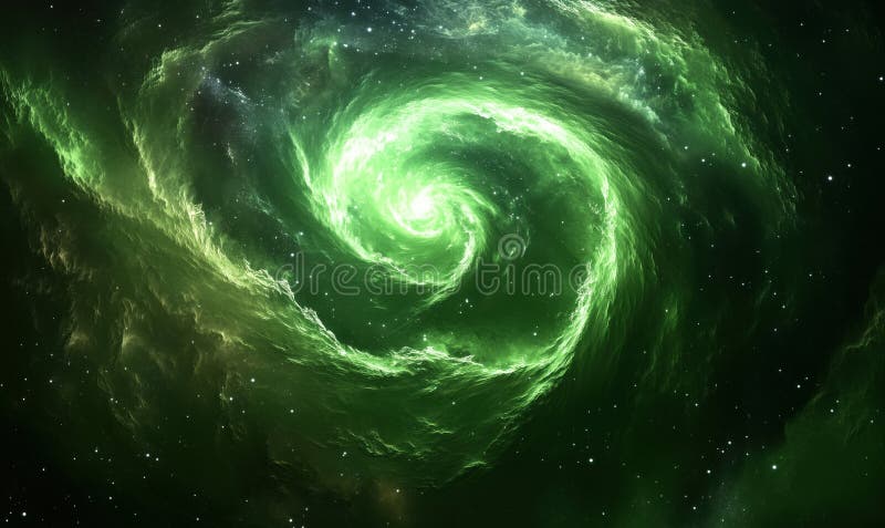 Green Swirling Galaxy Cosmic Energy Starry Background Stock Photos ...