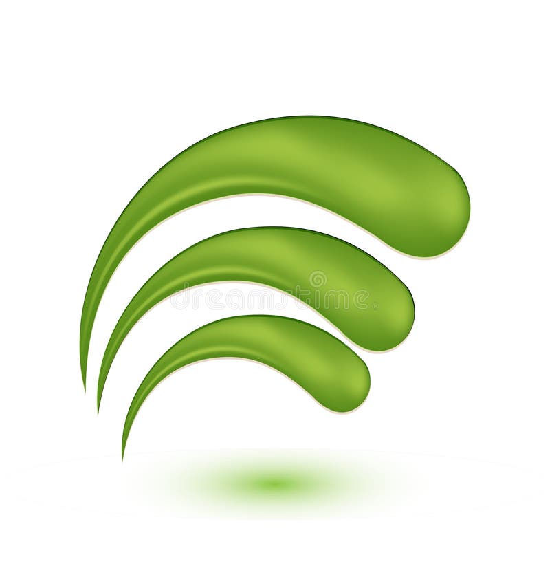 Green Swirly Wave Leafs Icon Vector Stock Vector - Illustration of ...
