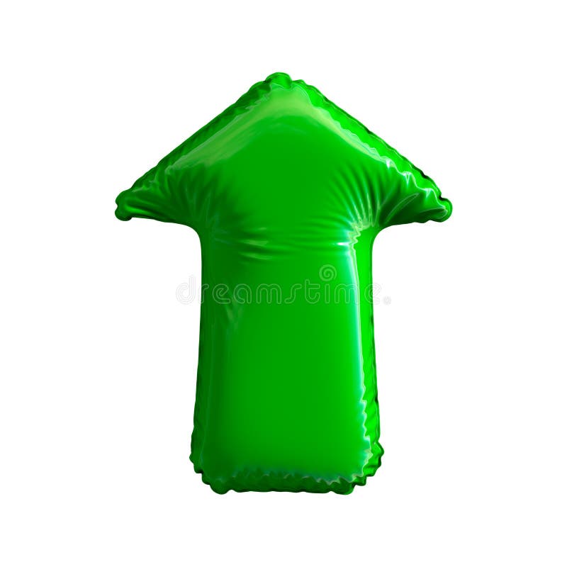 Green Symbol Arrow Made of Inflatable Balloon Isolated on White ...