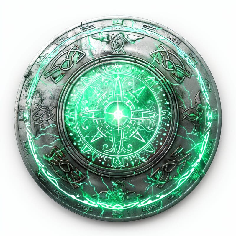 Green Symbol with Intricate Designs and Glow Effect Stock Illustration ...