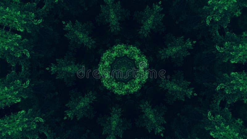 Green Symmetrical Forest Mandala Art Background Stock Illustration ...