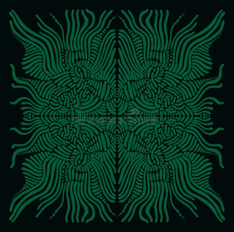 Symmetrical Mandala Design Isolated on Black Background Stock ...