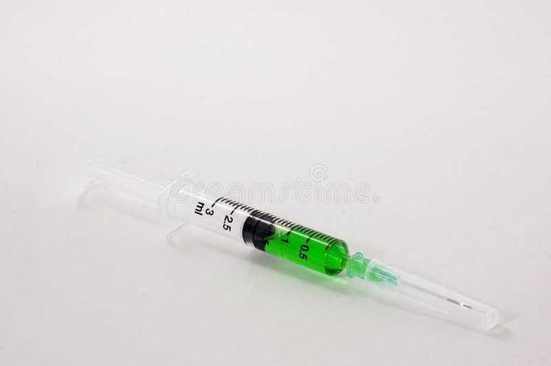 Green Syringe With Medicine Inside. Stock Image - Image of plastic ...