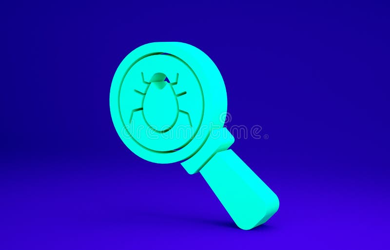 Green System Bug Concept Icon Isolated on Blue Background. Code Bug ...