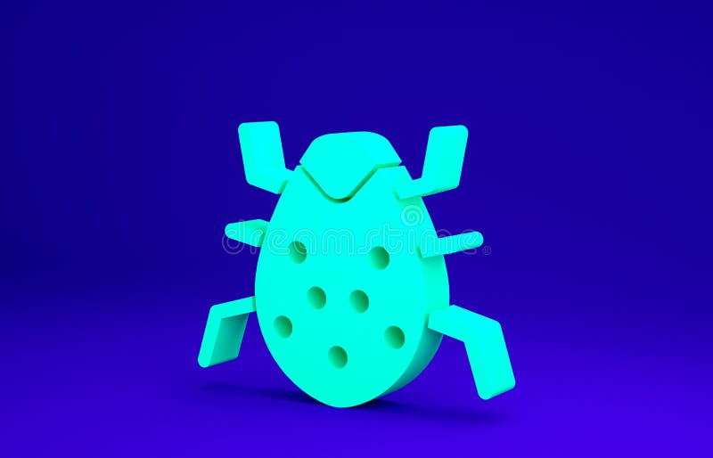 Green System Bug Concept Icon Isolated on Blue Background. Code Bug ...