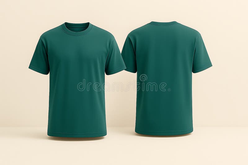 A Pair of Vibrant Green T-Shirt Mockup Front and Back View Stock ...