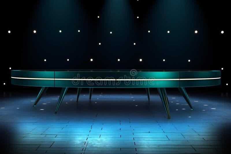 Green Table in the Dark Room with Spotlights Stock Illustration ...