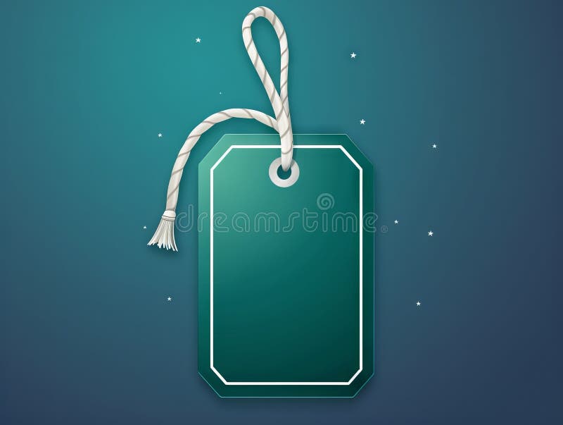 A Green Tag with Rope on a Blue Background Stock Image - Image of hang ...
