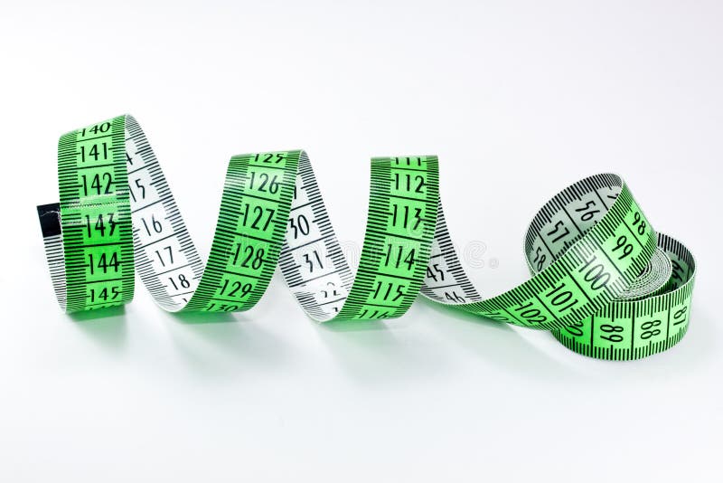 Green Tape Measure Isolated on White Background Stock Photo - Image of ...