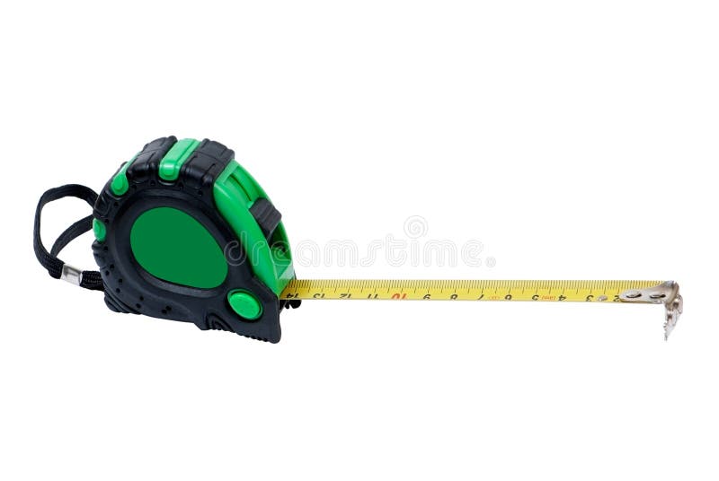 Green Tape Measure Isolated On White Background Stock Photo - Image of ...