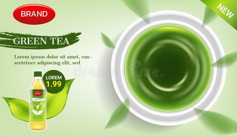 Green Tea Ad Vector Illustration Stock Vector - Illustration of badge ...