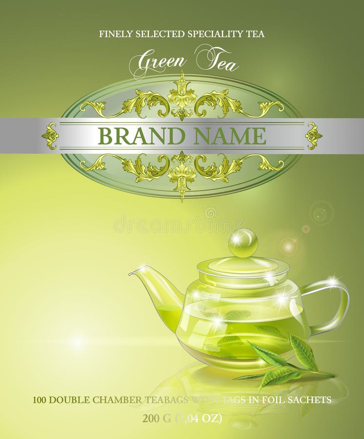 Green tea banner stock vector. Illustration of food, bright - 81475584