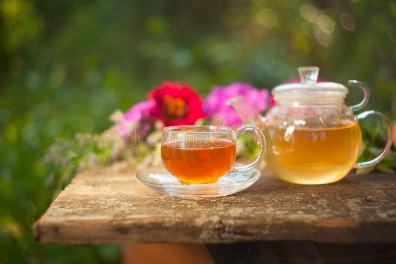 Green tea in beautiful cup stock photo. Image of flower - 88974838