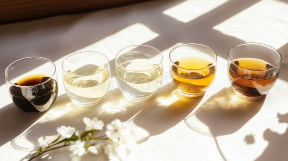 Green Tea, Black Tea, White Tea, and Oolong Tea Stock Photo - Image of ...
