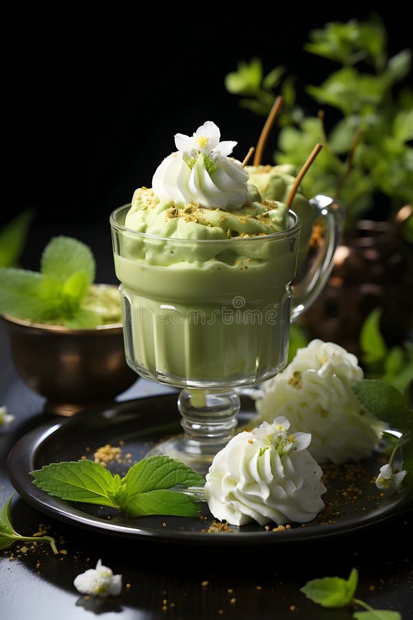 Green Tea Bliss in the Form of a Matcha Dessert Stock Illustration ...