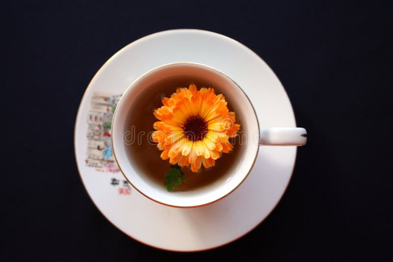 Green Tea with a Bright Flower Stock Photo - Image of healthy, blossom ...
