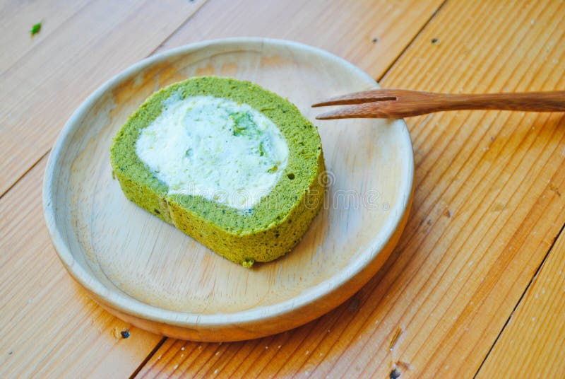 Green tea cake roll stock photo. Image of cross, breakfast - 30729126