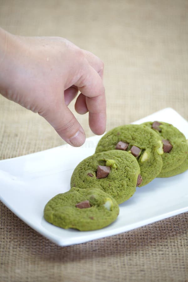 Green tea cookie stock image. Image of dessert, carbs - 41358807