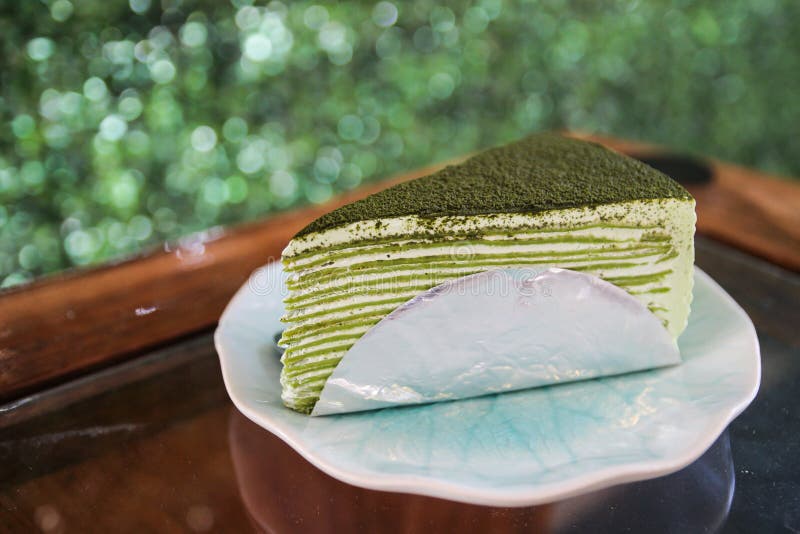 Green tea crepe cake stock photo. Image of pastry, dessert - 49785352