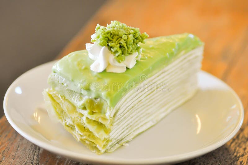 Green tea crepe cake stock photo. Image of food, cheese - 45189040
