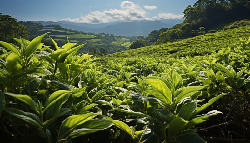 Green Tea Crop Grows in Cameron Highlands Landscape Generated by AI ...