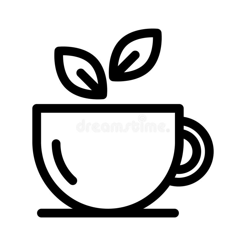 Green Tea Cup Line Icon. Herbal Tea Leaves Vector Illustration Stock ...