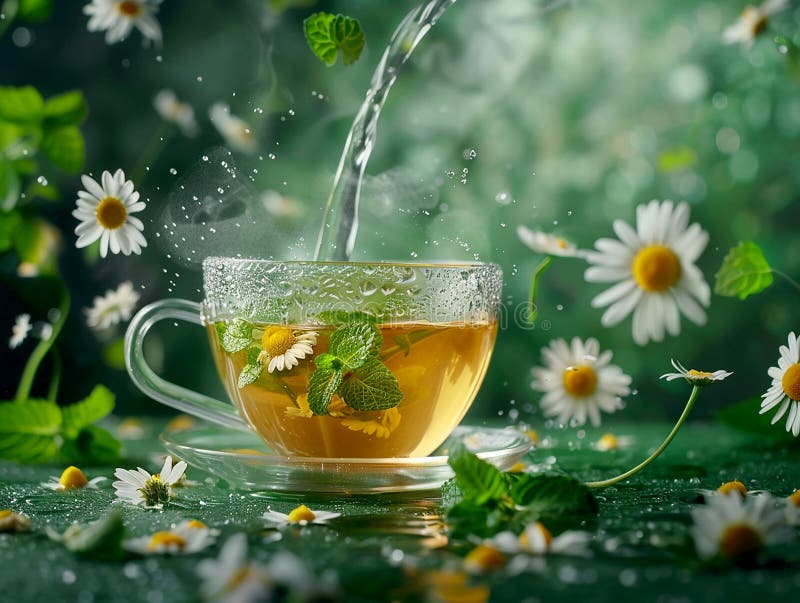 Green Tea Cup with Water Splash Stock Illustration - Illustration of ...