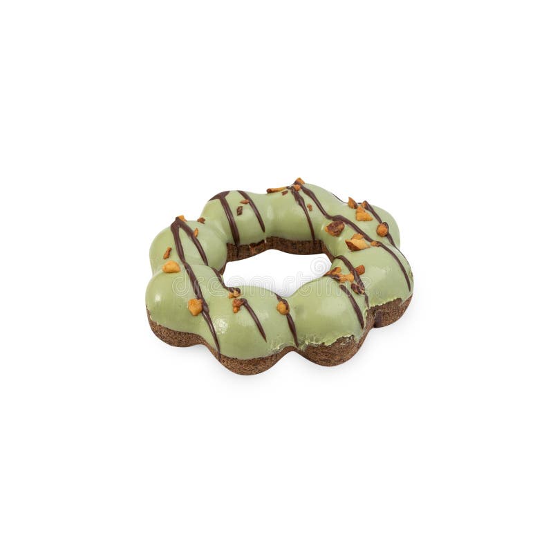 Green Tea Donut Isolated on White Background with Clipping Path. Stock ...